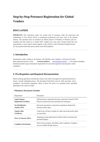 Petronect Supplier Guide: Step-by-Step Registration for Global Vendors (August 2025) | PDF
