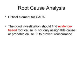 CAPA (Corrective & Preventive Action) in Pharma Plant | PPT