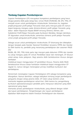 Capaian-Pembelajaran-PAUD- dalam bentuk presentasi | PDF