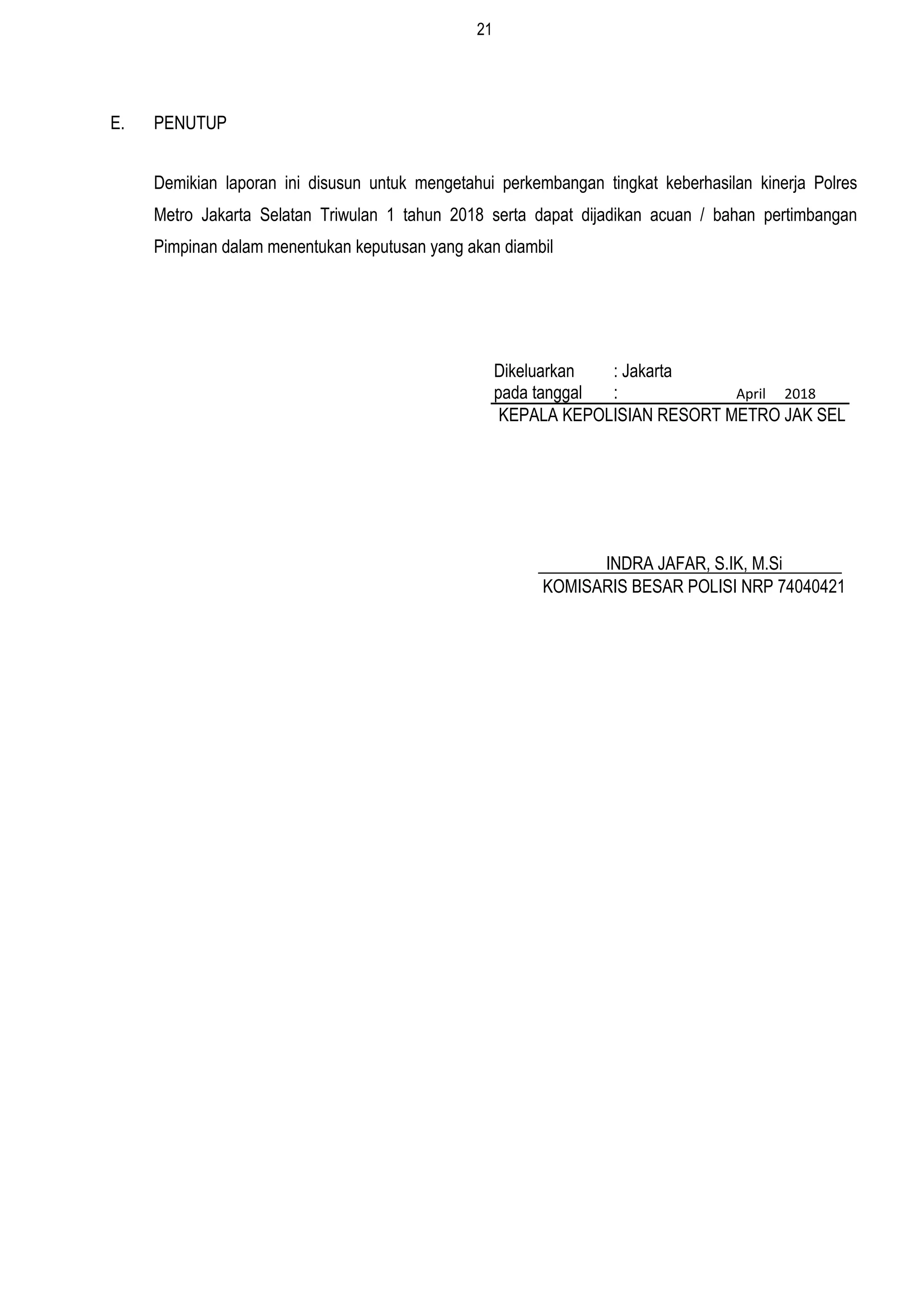 Capaian kinerja res js 2018 tw 1 | PDF