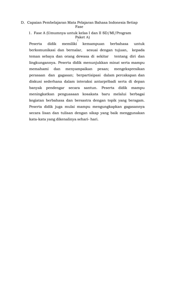 CAPAIAN PEMBELAJARAN BAHASA INDONESIA.docx