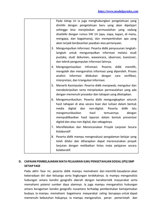 Capaian Pembelajaran (CP) Fase D IPS | DOCX