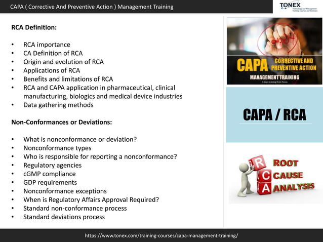 CAPA (Corrective and Preventive Action) Management : Tonex Training | PPT