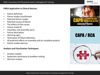 CAPA (Corrective and Preventive Action) Management : Tonex Training | PPTX