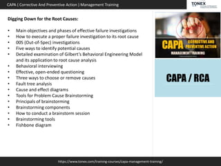CAPA (Corrective and Preventive Action) Management : Tonex Training | PPTX
