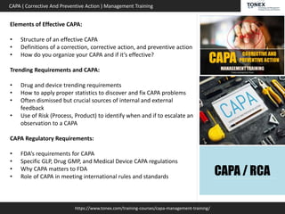 CAPA (Corrective and Preventive Action) Management : Tonex Training | PPTX