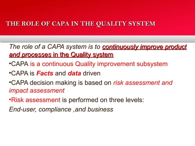 Corrective and Preventive action (CAPA) | PPT | Business | Business and ...