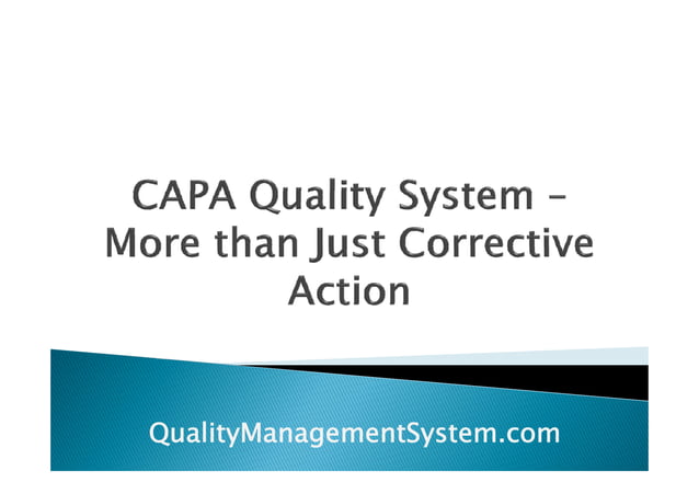Capa quality system – more than just corrective action | PDF