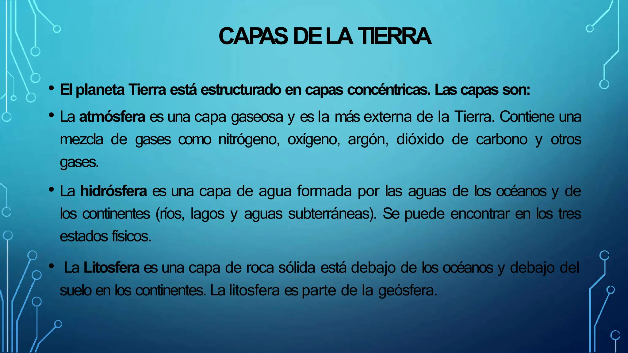 Capas de la tierra, litosfera, hidrosfera, atmosfera | PPTX