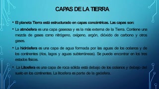 Capas de la tierra, litosfera, hidrosfera, atmosfera | PPTX