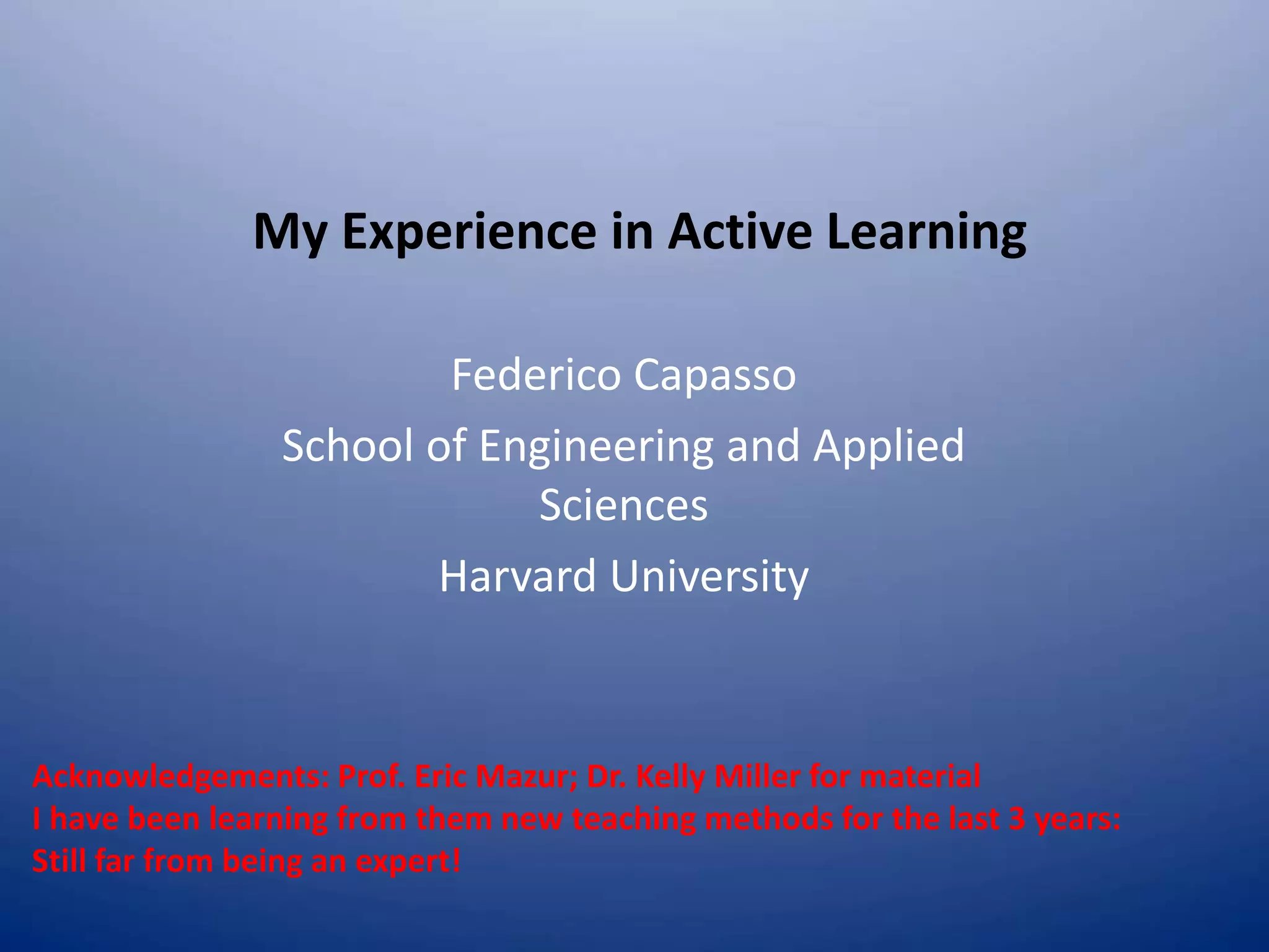 My Experience in Active Learning | PPT