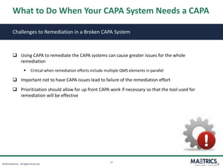 Effective Use of CAPA in Remediating Quality Management Systems | PPTX