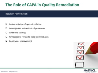 Effective Use of CAPA in Remediating Quality Management Systems | PPTX