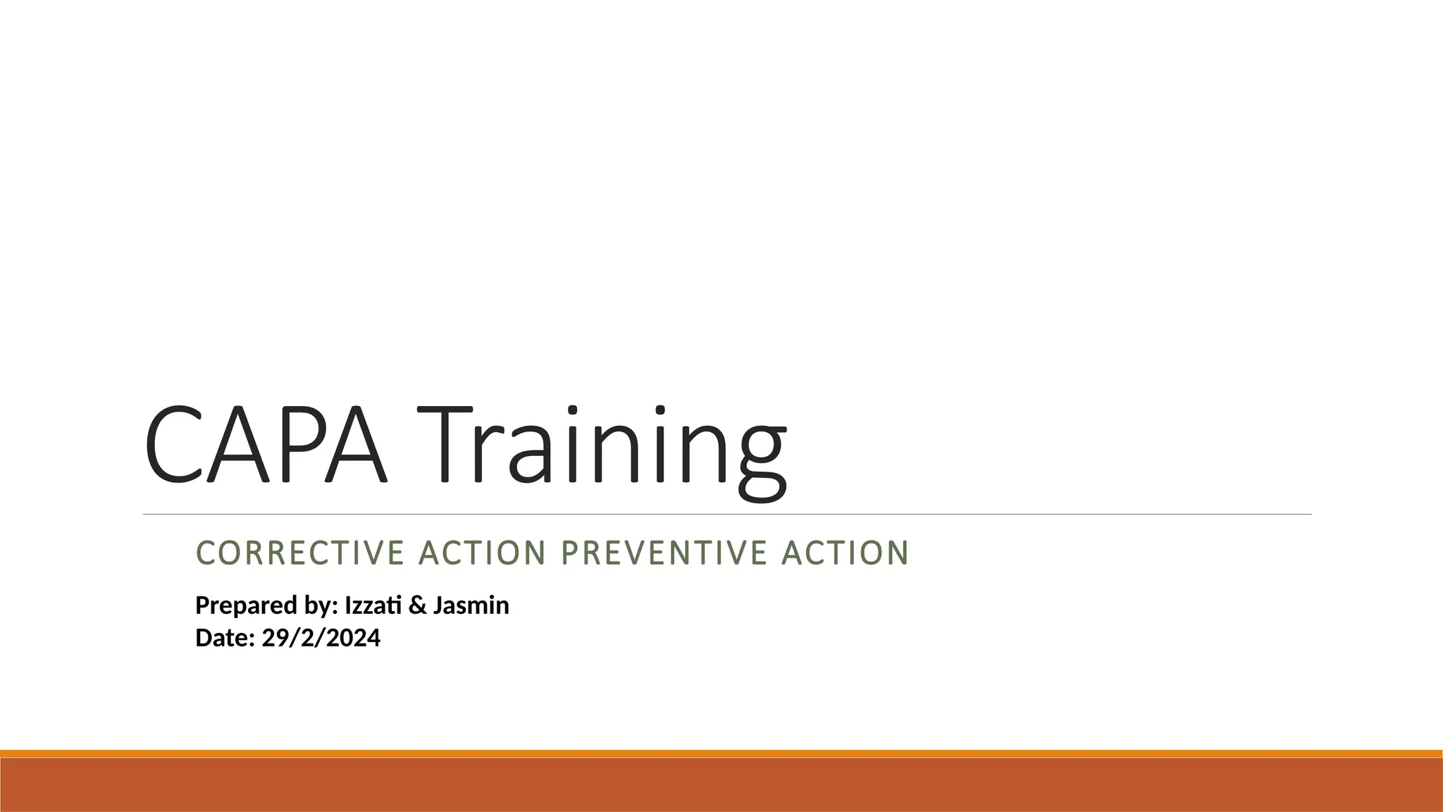 CAPA Training Material for corrective action and preventive action | PPT