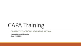 CAPA Training Material for corrective action and preventive action | PPT