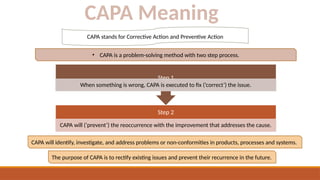 CAPA Training Material for corrective action and preventive action | PPT