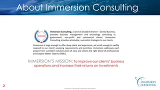 Immersion Consulting Capabilities Brief | PPT
