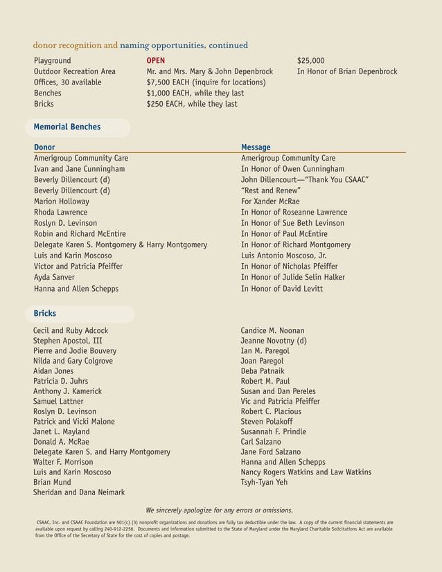 Capital Campaign Brochure for CSAAC | PDF | Non-Profit Organizations ...