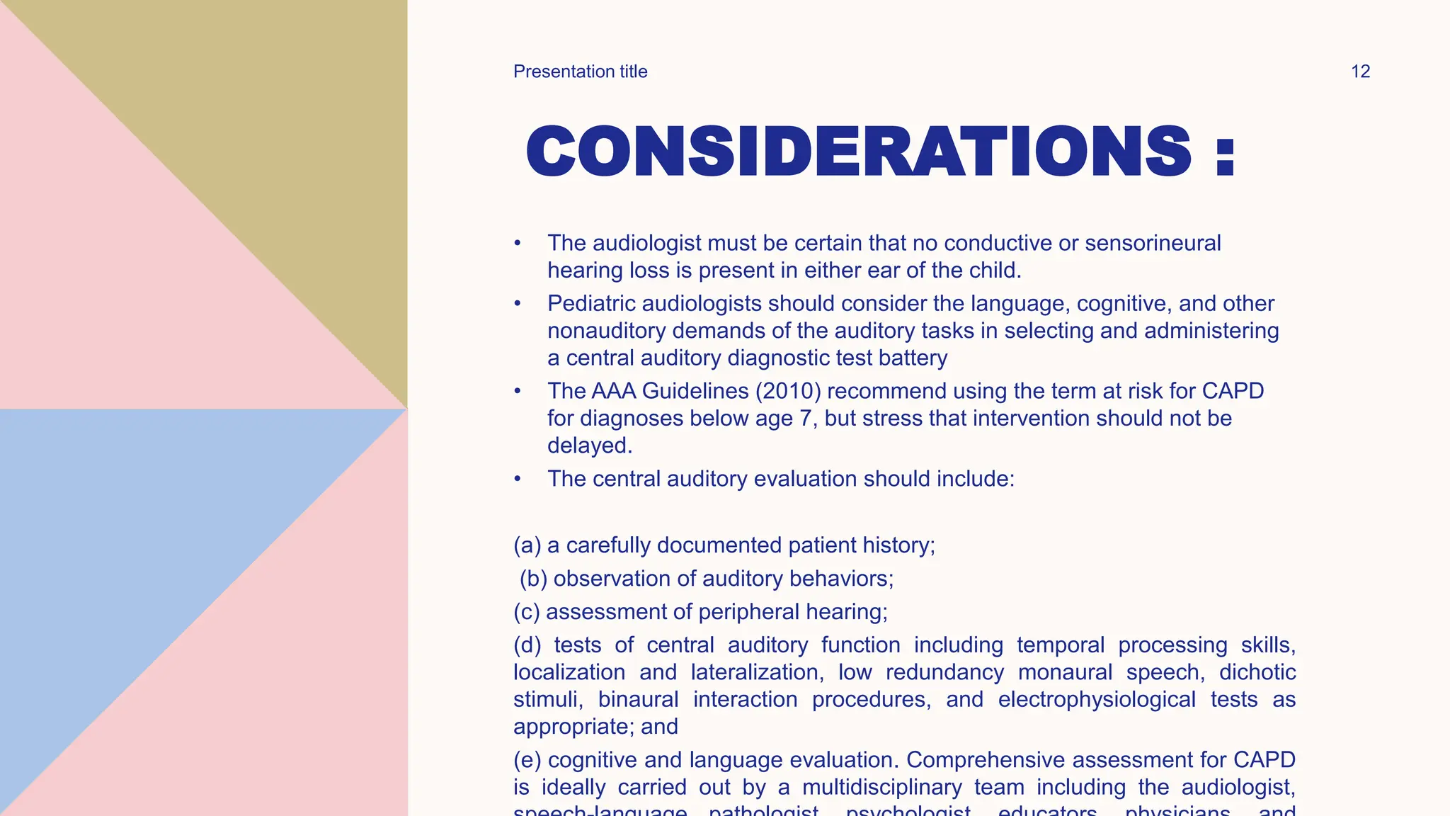 CAPD Screening and checklists for paediatric population | PPTX