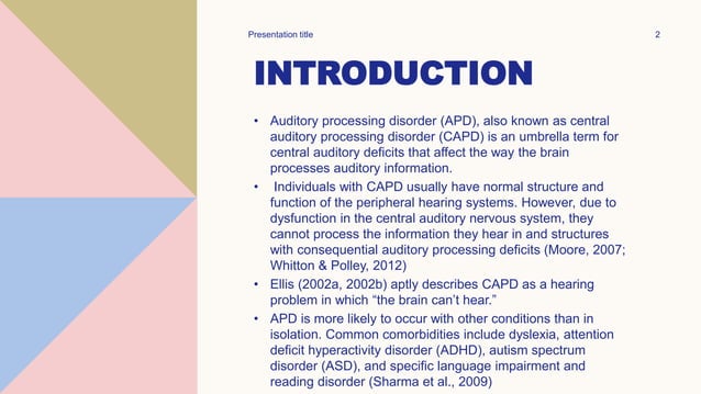 CAPD Screening and checklists for paediatric population | PPTX | Brain ...
