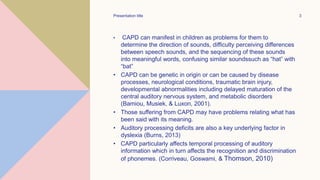 CAPD Screening and checklists for paediatric population | PPTX