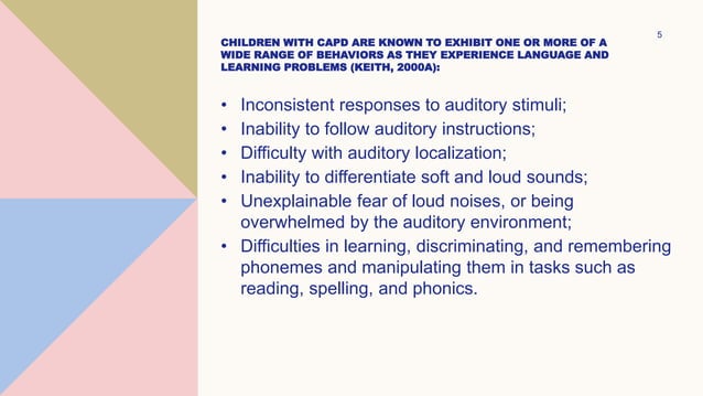 CAPD Screening and checklists for paediatric population | PPTX | Brain ...