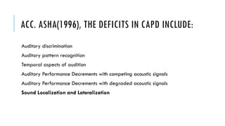 capd ppt CENTRAL AUDITORY PROCESSING DISORDERS.pptx