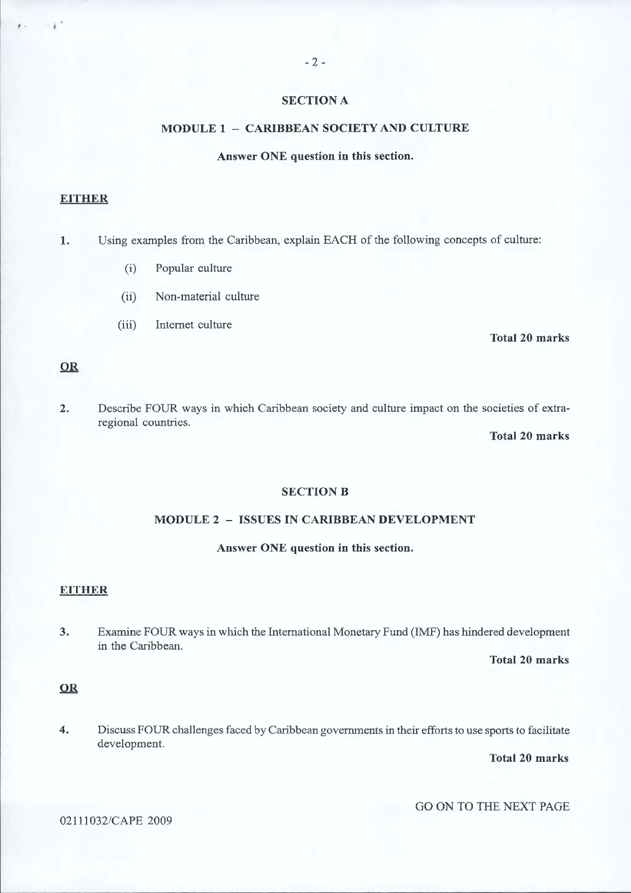 Cape Caribbean Studies: 2006-2016 past-papers | PDF