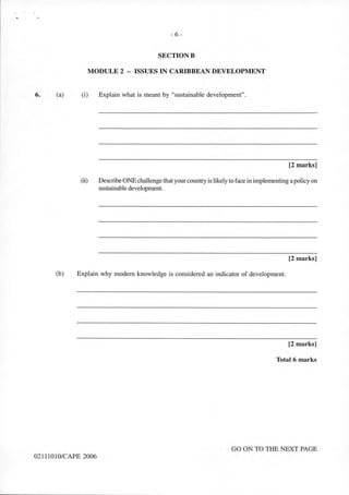 Cape Caribbean Studies: 2006-2016 past-papers | PDF