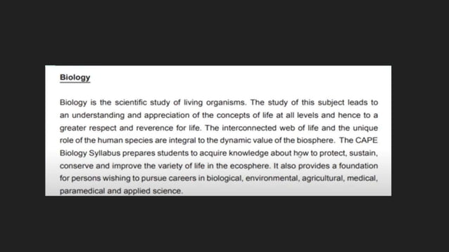 CAPE BIOLOGY UNIT 1 INTRODUCTION AND PLAN | PPTX