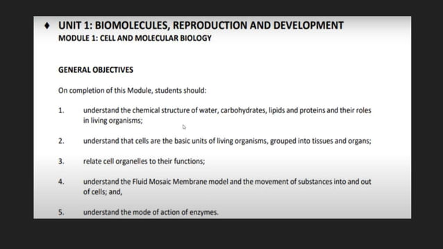 CAPE BIOLOGY UNIT 1 INTRODUCTION AND PLAN | PPTX