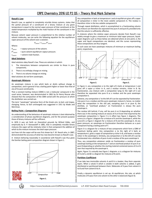 CAPE Chemistry 2016 U2 P2 Q5 Past Paper Answer - Theory And Mark Scheme | PDF | Chemistry | Science