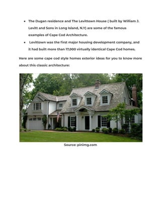 Cape cod house an architectural style of simplicity and elegance! | PDF ...