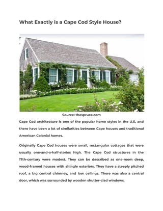 Cape cod house an architectural style of simplicity and elegance! | PDF ...