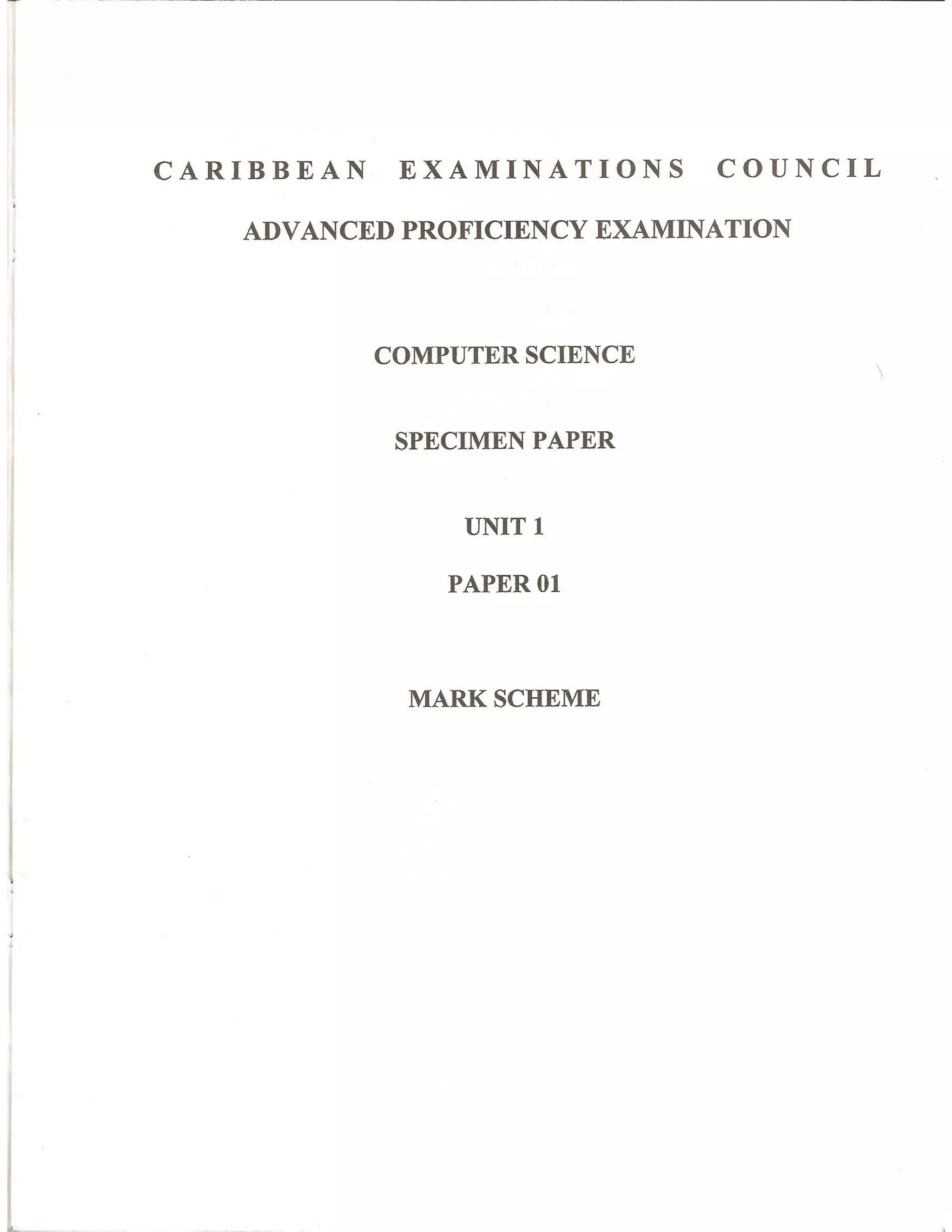Cape computer science specimen paper 08 | PDF