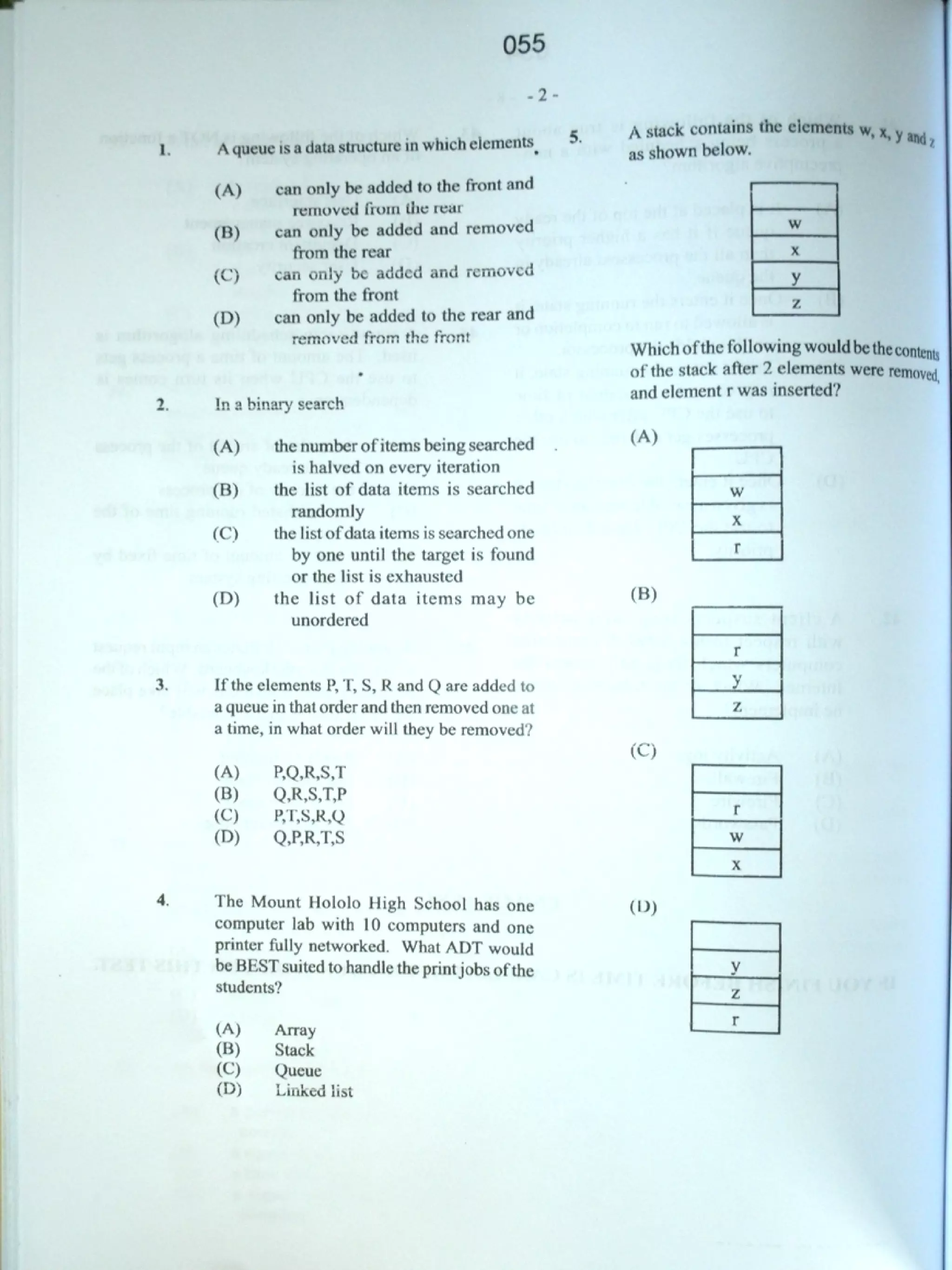 CAPE Computer Science Unit 2 Paper 1 - Batch#3 | PDF