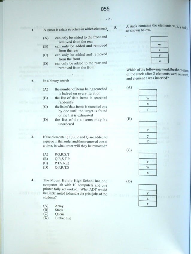 CAPE Computer Science Unit 2 Paper 1 - Batch#3 | PDF