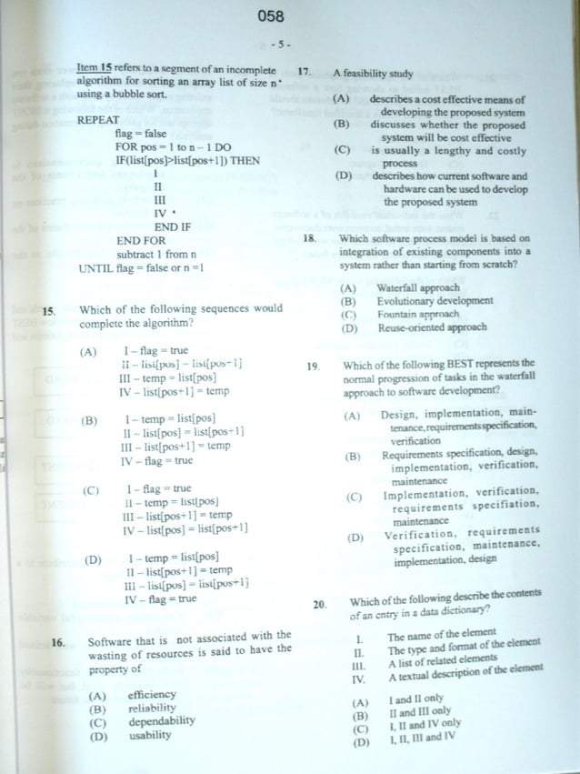 CAPE Computer Science Unit 2 Paper 1 - Batch#3 | PDF