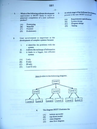 CAPE Computer Science Unit 2 Paper 1 - Batch#6 | PDF