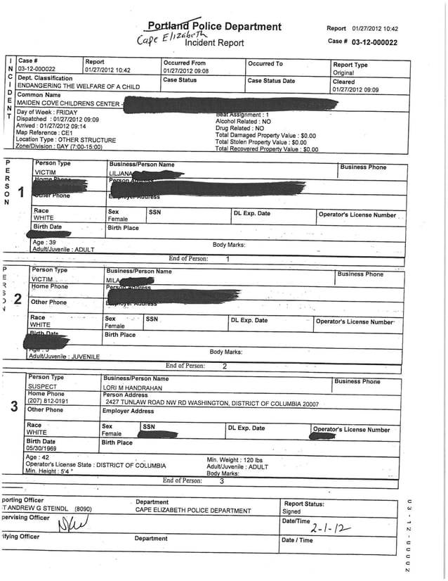 Cape elizabeth police report part 1 | PDF