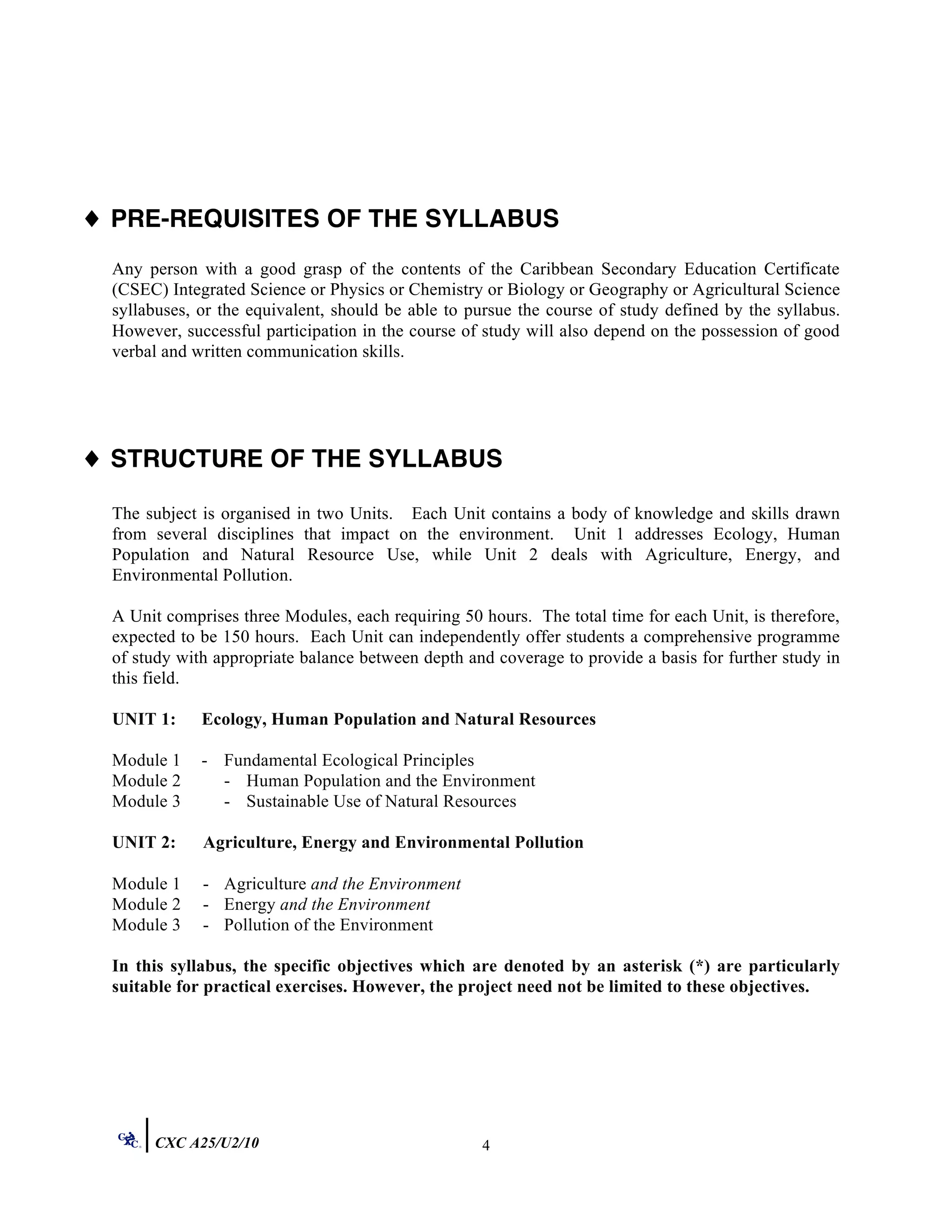 Cape Environmental Science syllabus | PDF