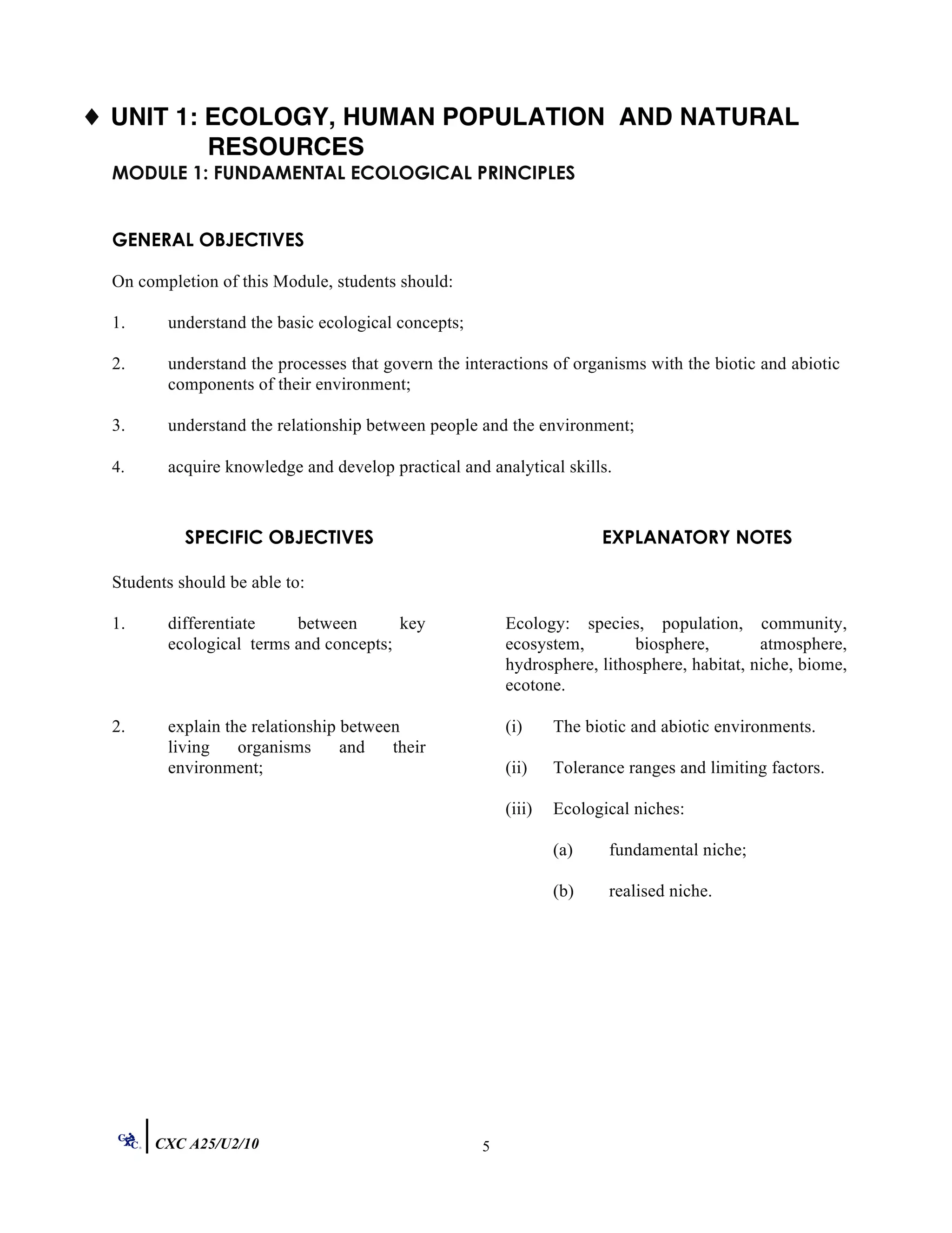 Cape Environmental Science syllabus | PDF