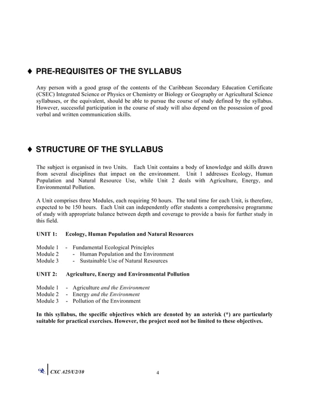 Cape Environmental Science syllabus | PDF | Educational Assessment ...