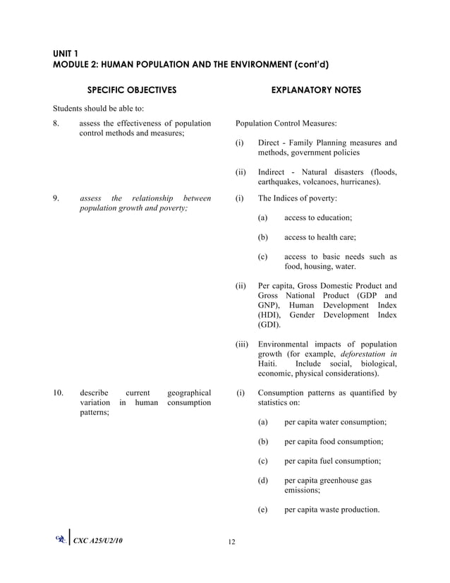 Cape Environmental Science syllabus | PDF | Educational Assessment ...