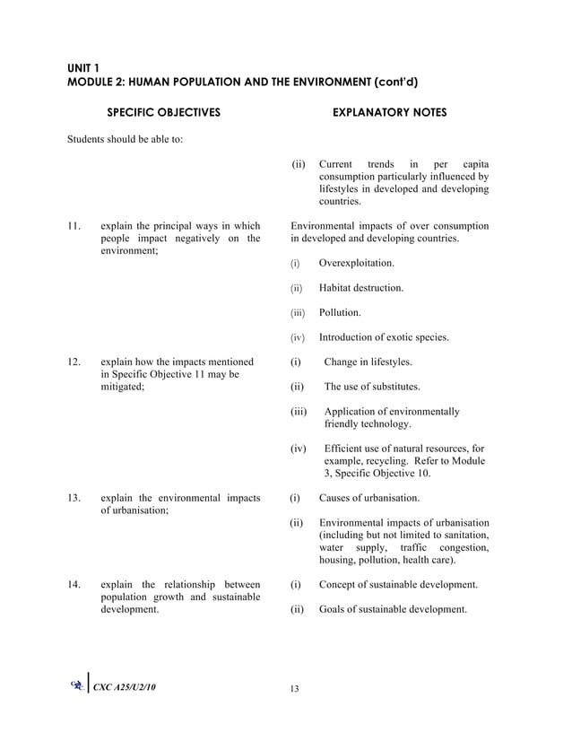 Cape Environmental Science syllabus | PDF | Educational Assessment ...