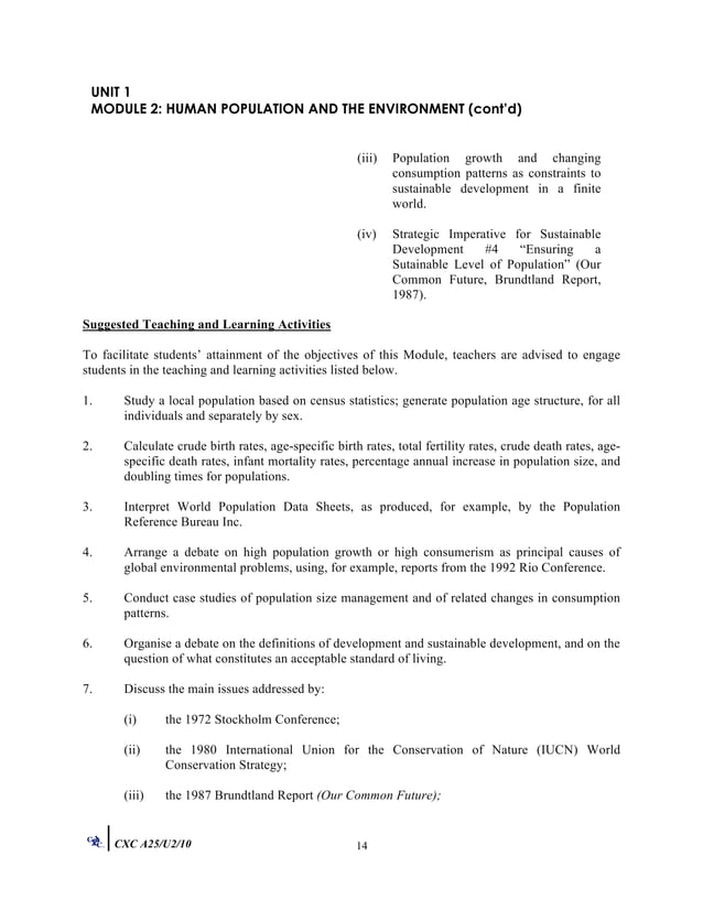 Cape Environmental Science syllabus | PDF | Educational Assessment ...