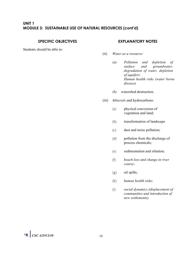 Cape Environmental Science syllabus | PDF | Educational Assessment ...