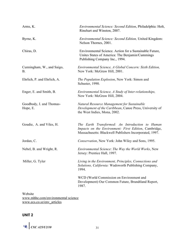 Cape Environmental Science syllabus | PDF