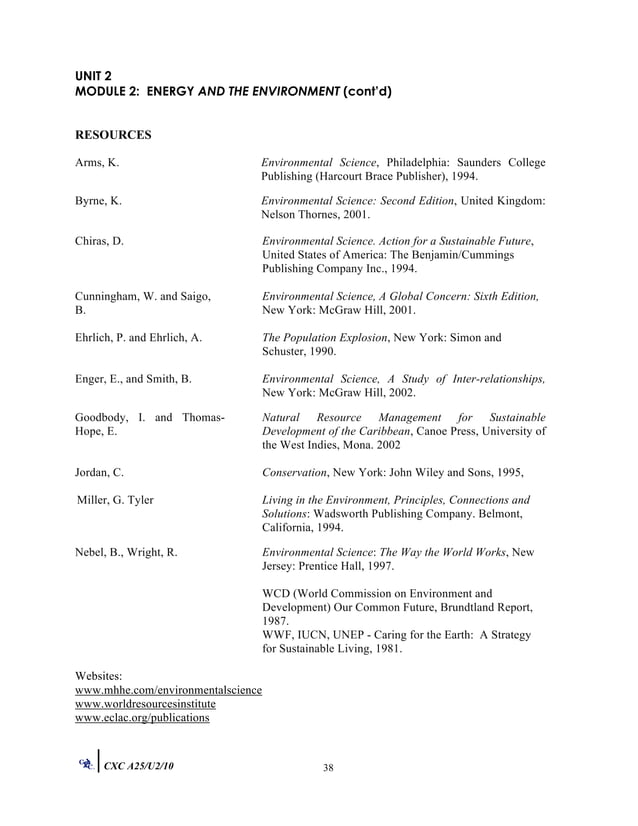 Cape Environmental Science syllabus | PDF | Educational Assessment ...
