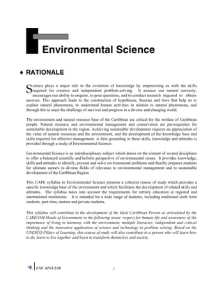 Cape Environmental Science syllabus | PDF
